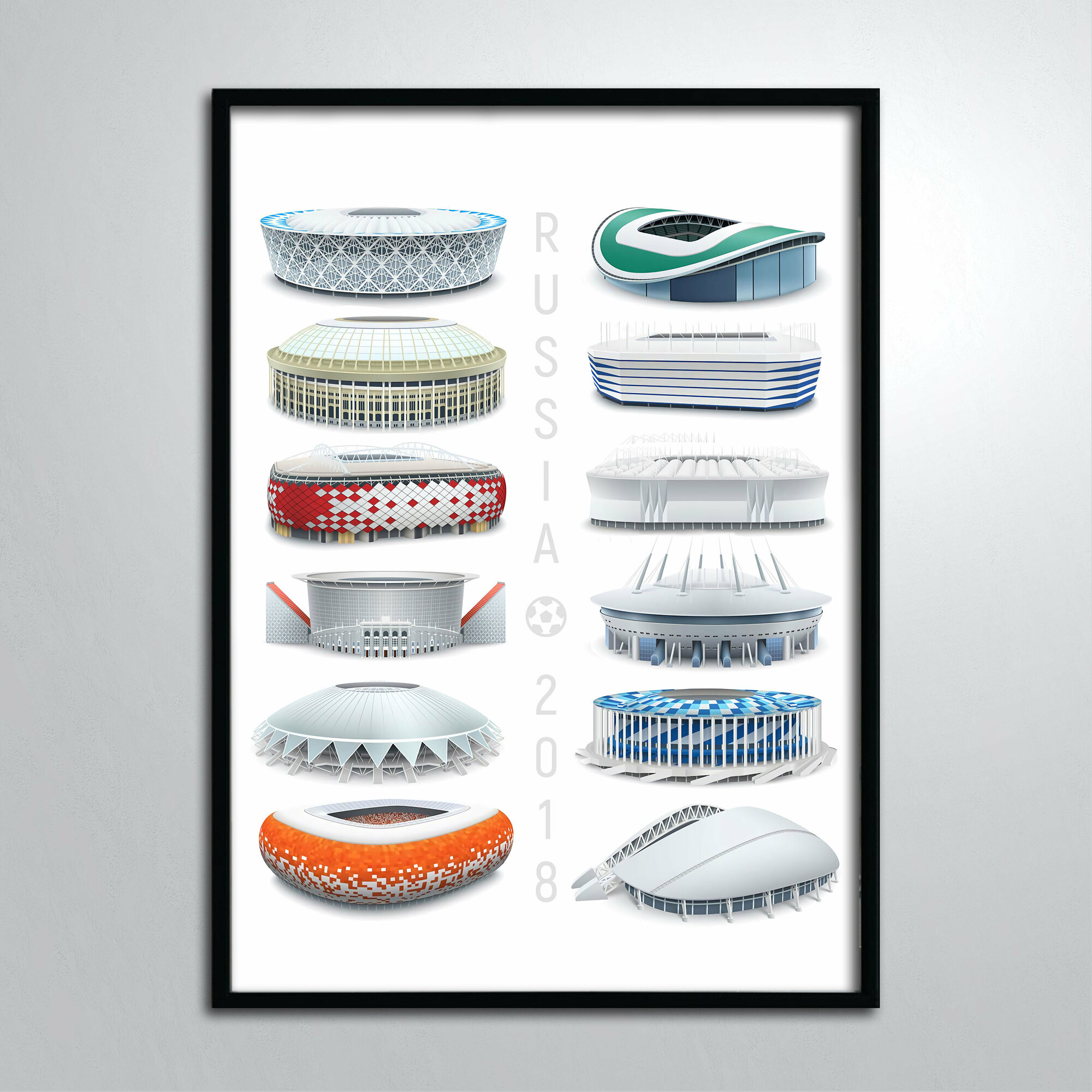 Постер без рамы/ Стадионы Чемпионата мира по футболу 2018
