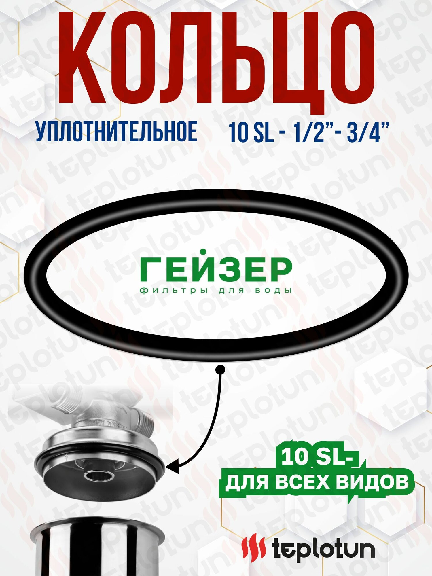 Прокладка толстая (Уплотнительное кольцо) Гейзер для всех видов колб из нержавеющей стали 10 SL 1/2" 3/4"
