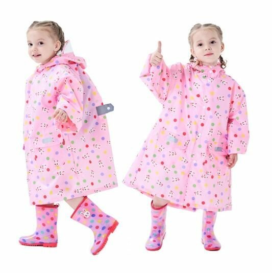 Плащ-дождевик, размер XL ( Рост детей 121-155 CM ), pink