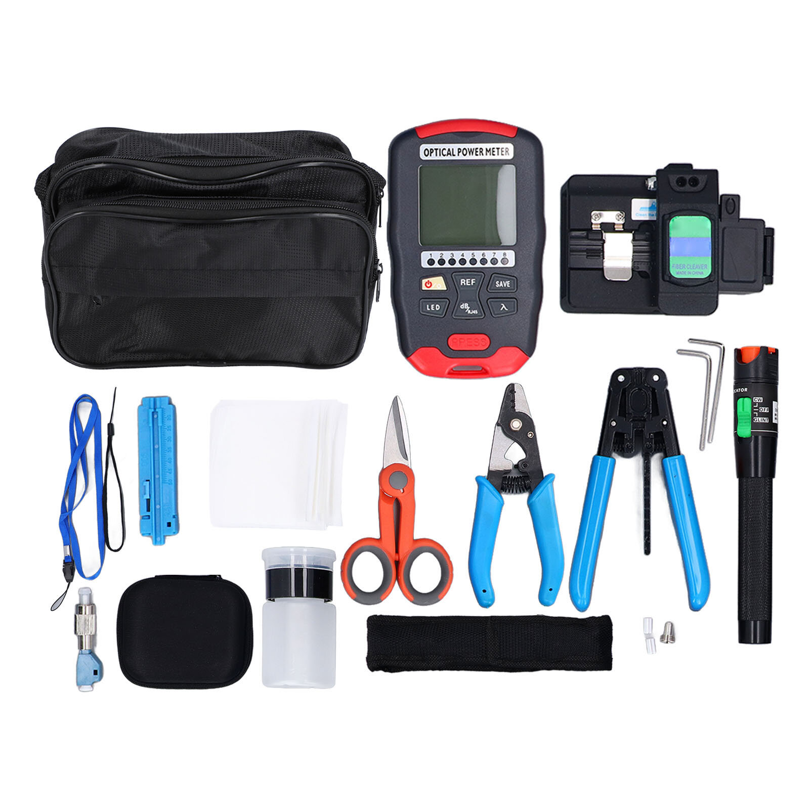 Комплект оптоволоконного оптического инструмента 30 МВт VFL ‑70 до +10 дБм OPM Cliber Cleaver 3 отверстия набор для инструментов FTTH FTTH