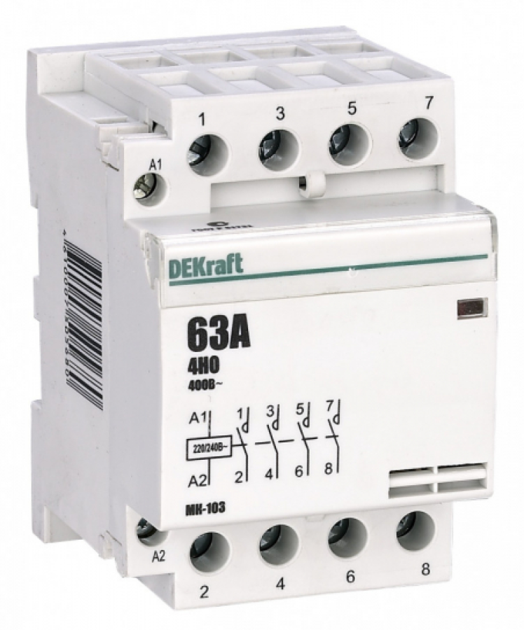 Контактор модульный DEKraft / ДеКрафт МК-103 AC 32А 230В 4NO, 18074DEK / коммутационное оборудование