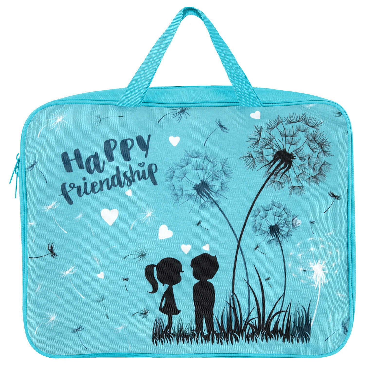 Папка на молнии с ручками Brauberg а4, 1 отделение, полиэстер, ширина 80 мм, happy friendship