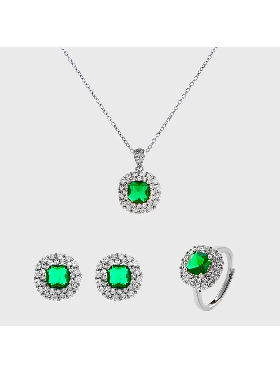 Комплект бижутерии be self true, изумруд синтетический