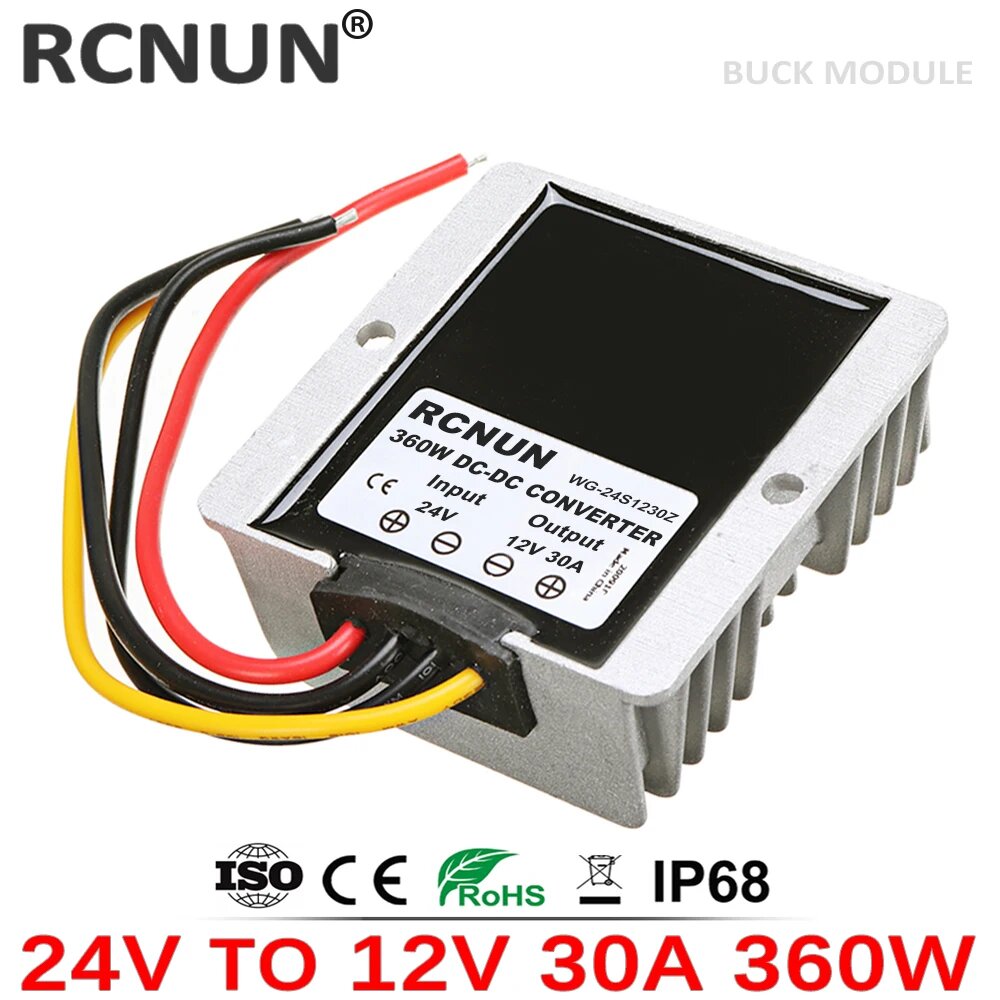 RCNUN 24В-12В понижающий преобразователь 30A 360W