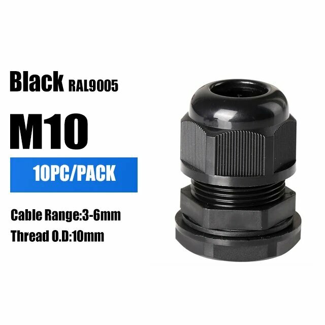 10 шт. набор кабельных втулок IP68 Водонепроницаемый M8 M10 M12 M16 M18 M20 гермоввод для кабеля черный пластиковый кабельный втулка проводной кабель Электрический разъем
