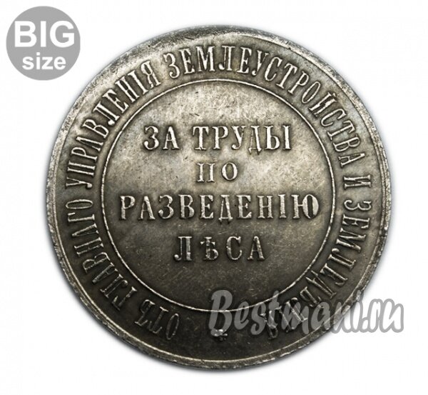 Серебряная медаль за труды ПО разведению леса редкая сувенирная копия, ордена медали и награды