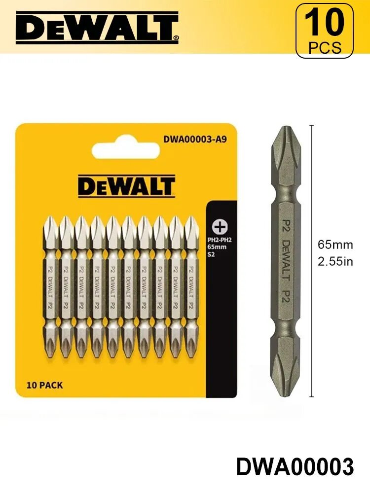DEWALT Набор двухсторонних отверток PH2 10 шт. 65 мм DWA00003