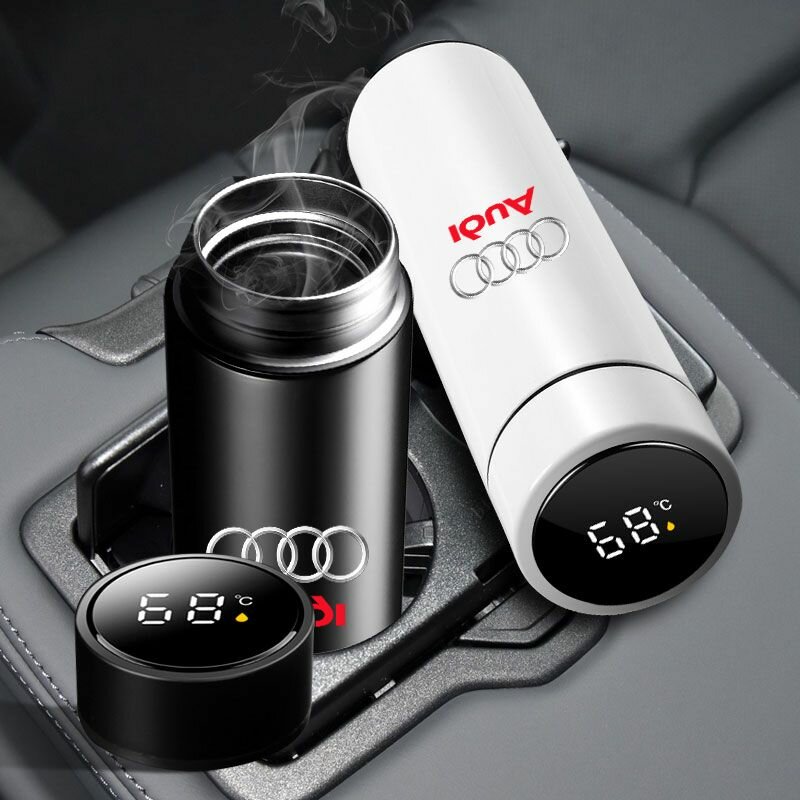 Audi Термокружка, холод 24 ч, тепло 24 ч, с блокировкой крышки в виде замочка, с дисплеем, черный
