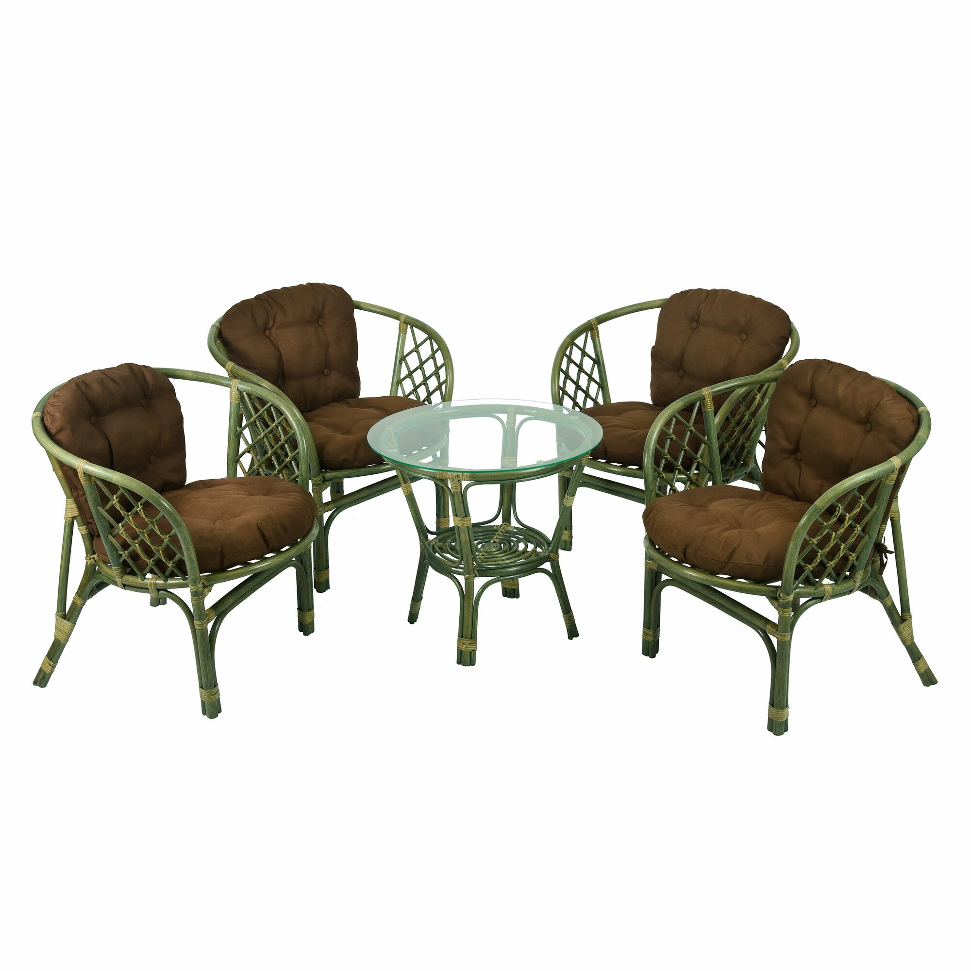 Комплект из натурального ротанга Багама с коричневыми подушками Макси Про, цвет олива