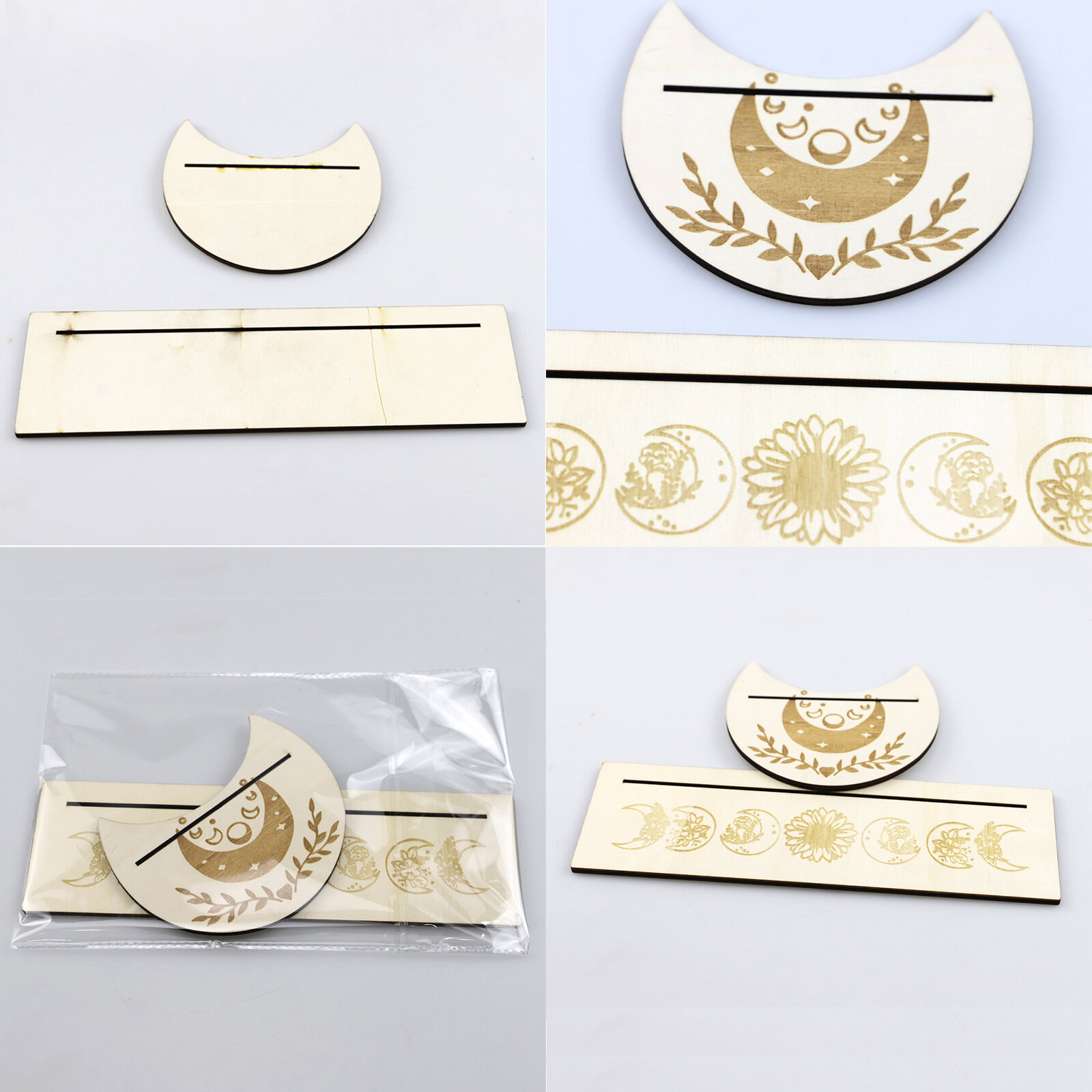 2шт подставка для карт Таро деревянная прямоугольная подставка для карт Таро в форме луны деревянные держатели для карт для ведьмовских гаданий инструменты для декора алтаря