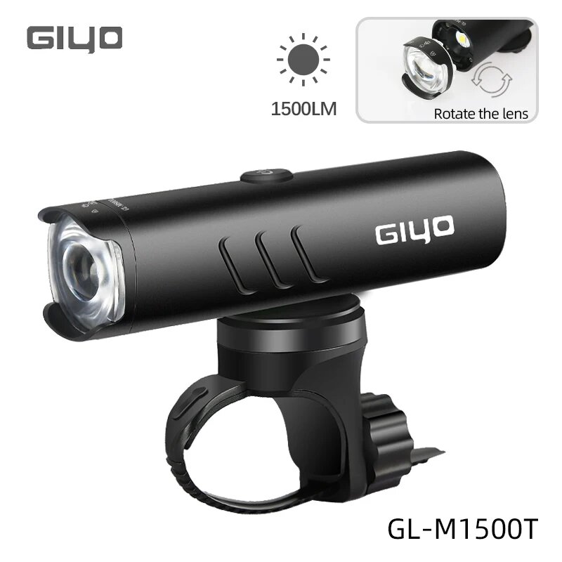 GIYO велосипедный фонарь 1500/1200/900 лм Черный, GL-M1500T
