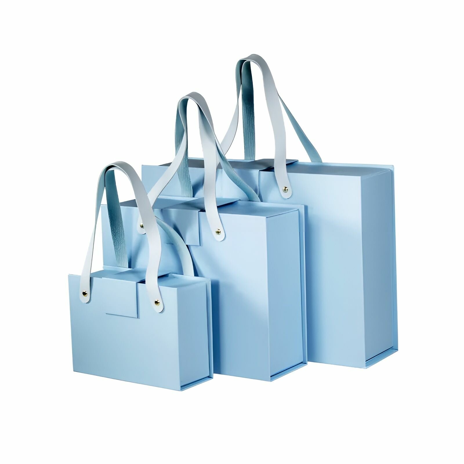 Подарочная коробка "Сумка" самосборная с ручками 34*25*9.5 см, голубая, набор из 10 шт. НК00035
