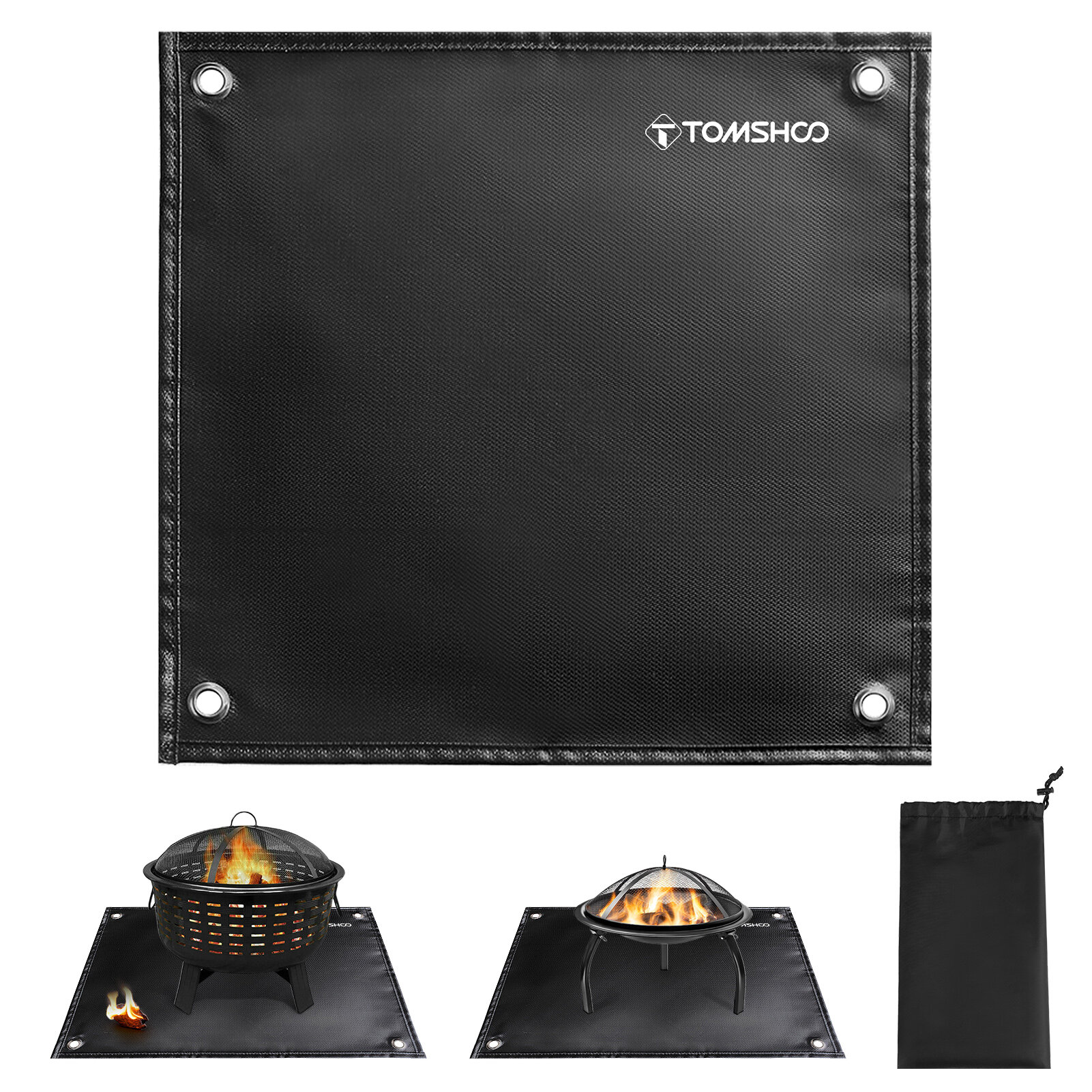 TOMSHOO Under Grill Mat Fire Pit Deck Patio Ember Fireproof Pad for Outdoor Camping Gas Stove Wood Burning BBQ Grills