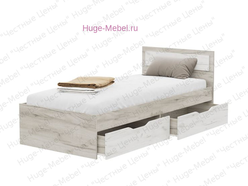 Кровать с ящиками 90х200 "Гармония КР 608" крафт Huge Mebel . Ширина 952 Высота 2032. Кровати