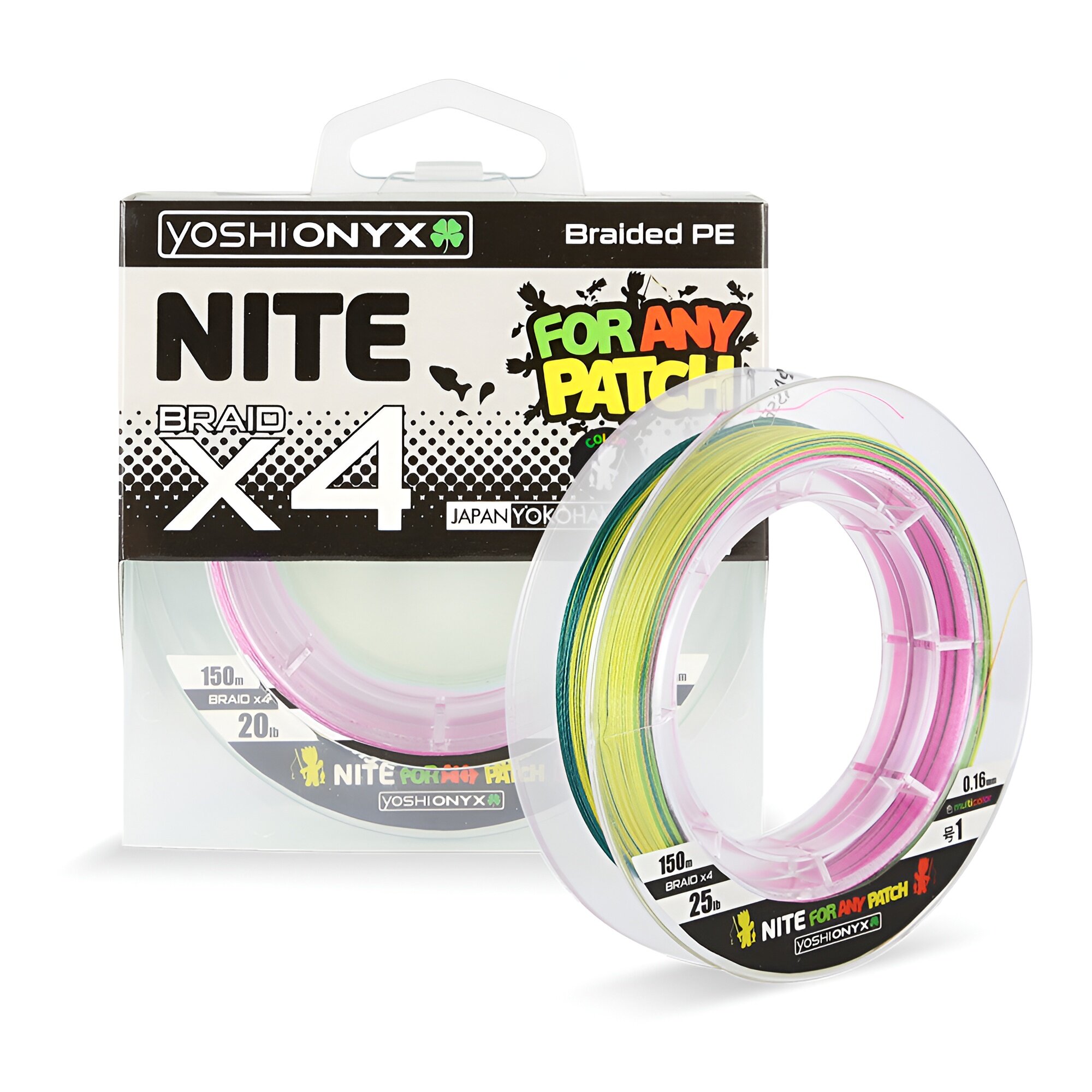 Леска плетеная Yoshi Onyx NITE 4 Multicolor, 2.0#, 150м, Х4 нитей