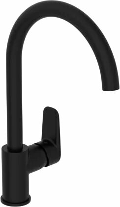 Смеситель для кухни VitrA Flow Soft A4341936EXP с поворотным изливом, черный, матовый, однорычажный, латунный, с керамическим картриджем