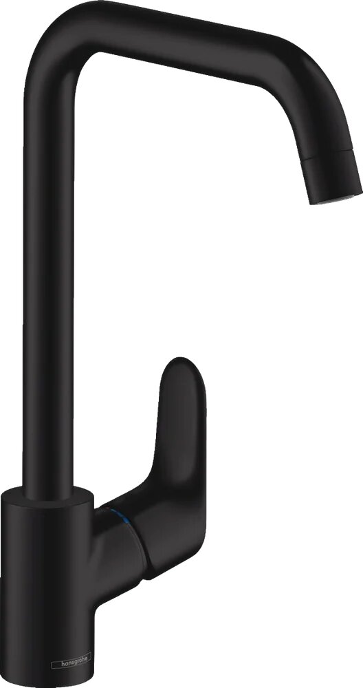 Смеситель для кухни Hansgrohe Focus 31820670 с поворотным изливом, черный, матовый, однорычажный, латунный, с керамическим картриджем