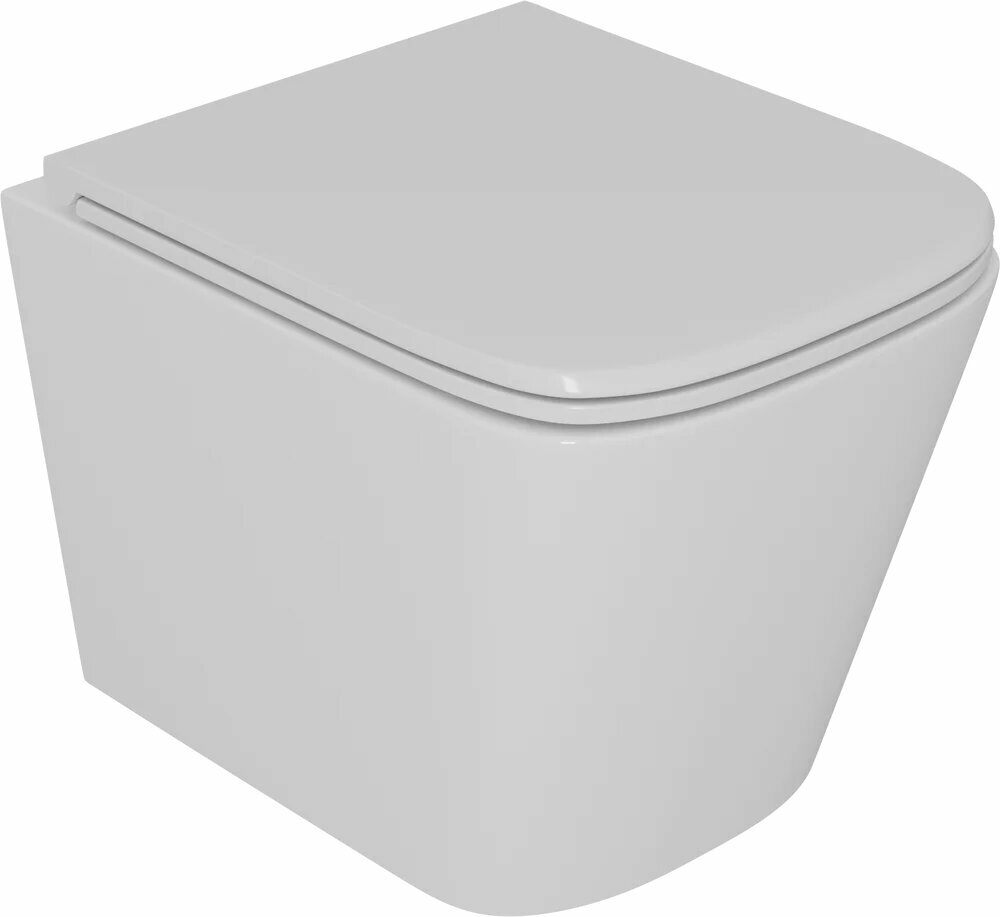 Унитаз подвесной D&K Berlin DT1436016 с микролифтом, безободковый, без бачка, фарфоровый, антивсплеск, белый прямоугольный