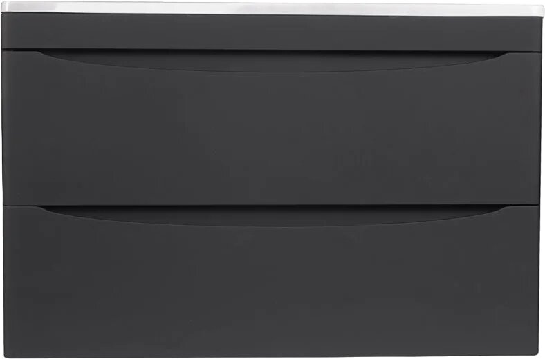 Тумба с раковиной Style Line Бергамо Мини 90 подвесная, 90 см, черная, матовая, из МДФ, с ящиками, раковина для ванной из искусственного мрамора, прямоугольная