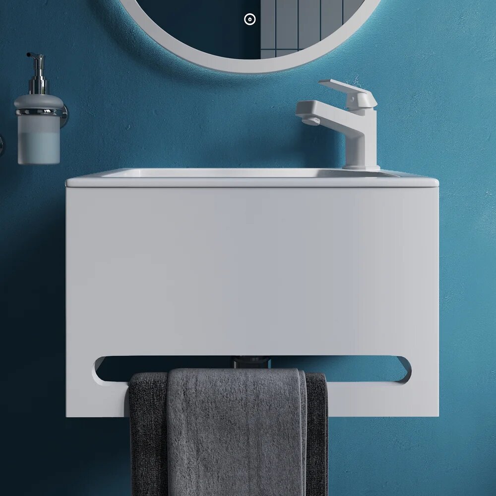 Тумба с раковиной DIWO Казань 40 подвесная, 39 см, белая, глянцевая, из МДФ, прямоугольная