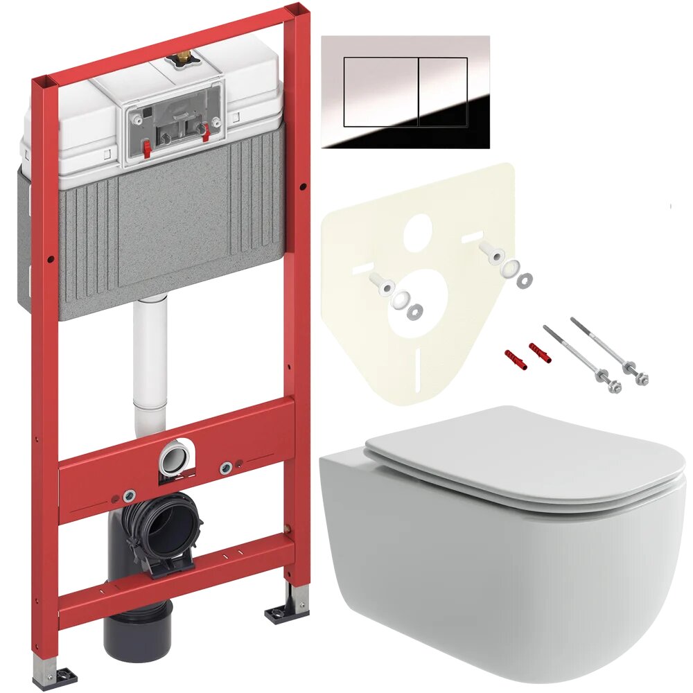 Комплект 2 в 1 Унитаз подвесной Ceramicanova Noel CN3013 / Инсталляция с кнопкой TECE Now 9400412