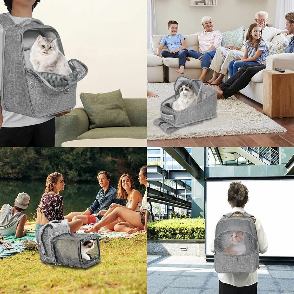 Складной рюкзак-переноска для домашних животных большой емкости, дышащий расширяющийся.