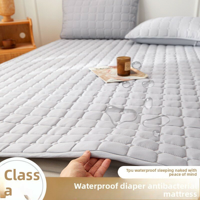 Прокладка на кровать из полиэстера с нескользящей влагозащитной накладкой для дома и общежития серый 135x200 см