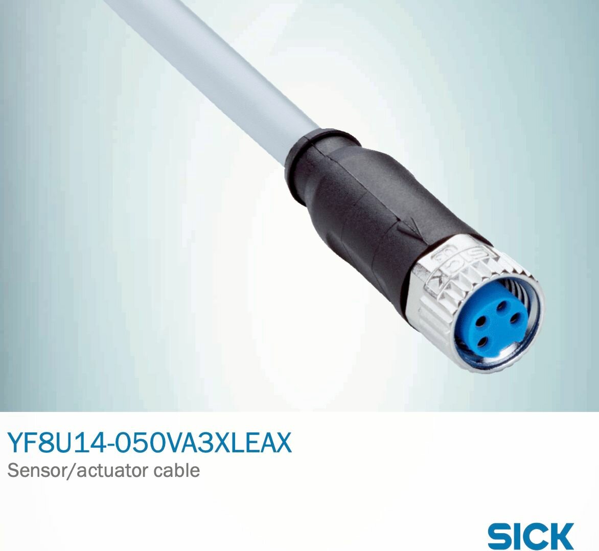 YF8U14-050VA3XLEAX Разъем с кабелем SICK M8, PIN 4, прямой, 5м, вилка, 60ВAC, 4А, IP67