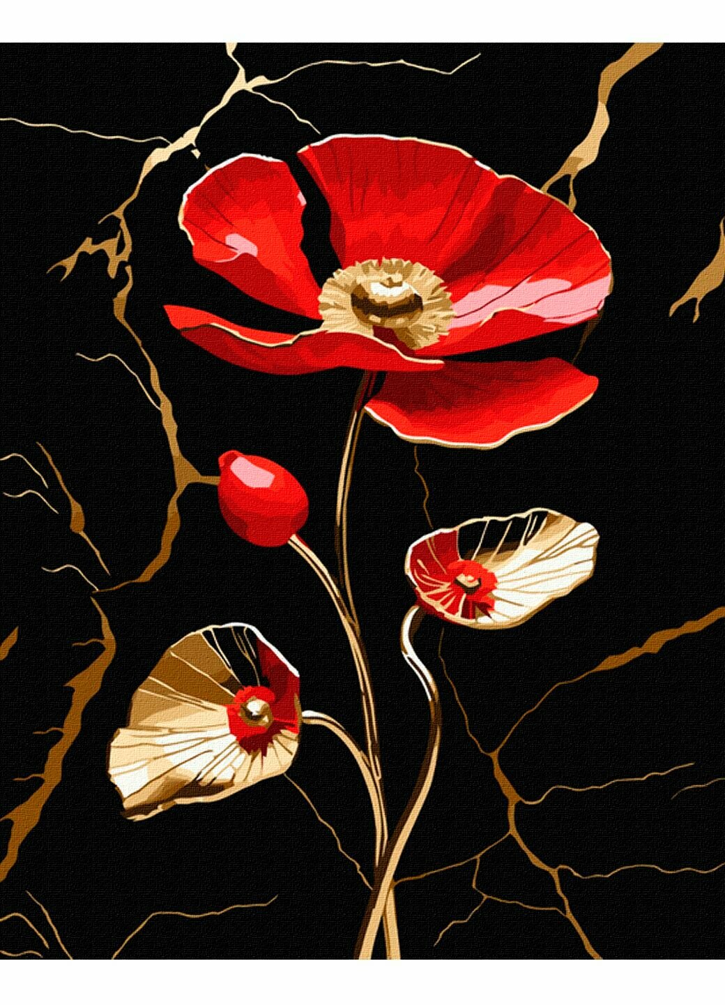 Картина по номерам 40x50 см поталь Мак 3