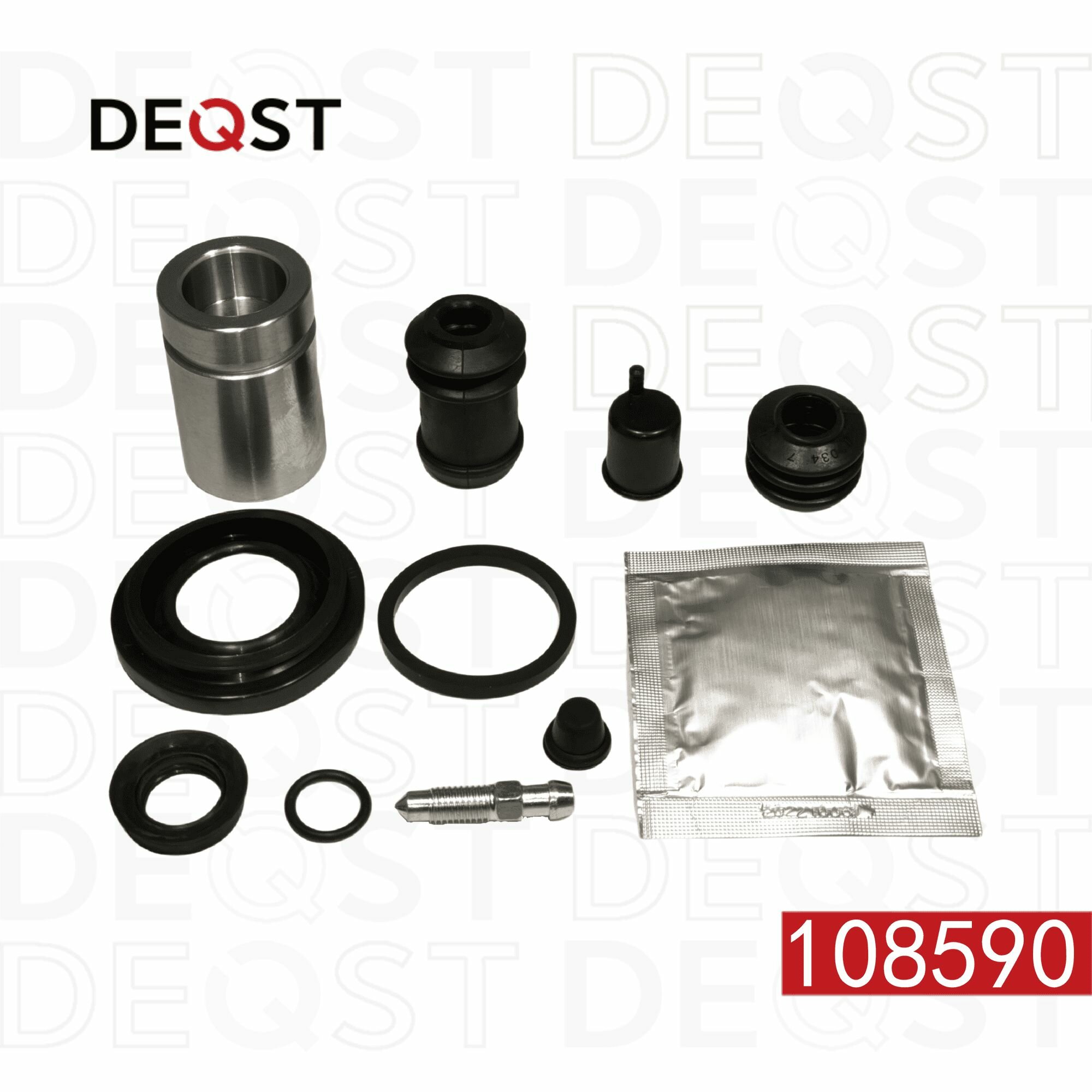 Ремкомплект суппорта Deqst 108590 с поршнем с поршим Mazda 323 (BA/BG) (89-98), 626 (GE) (92-97), XEDOS 6 (92-94), Suzuki Baleno (96-02