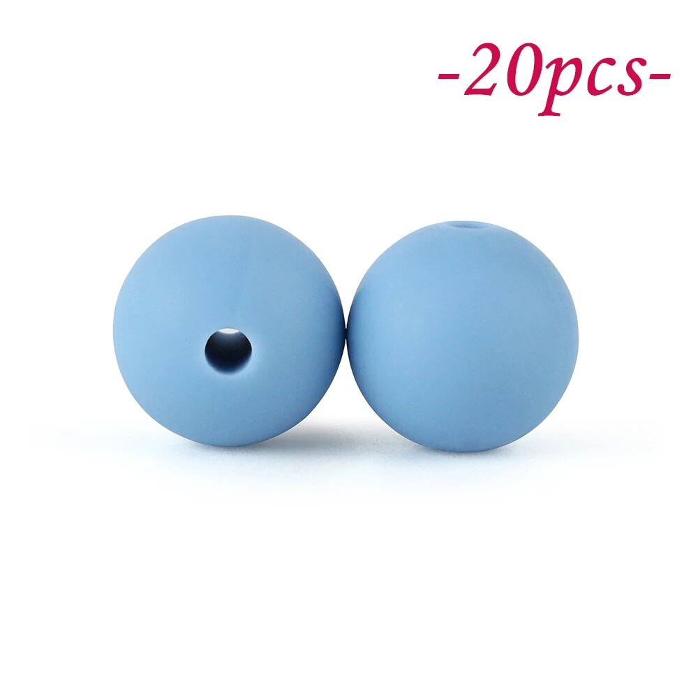 Силиконовые бусины 20 шт, 15 мм, Powder blue