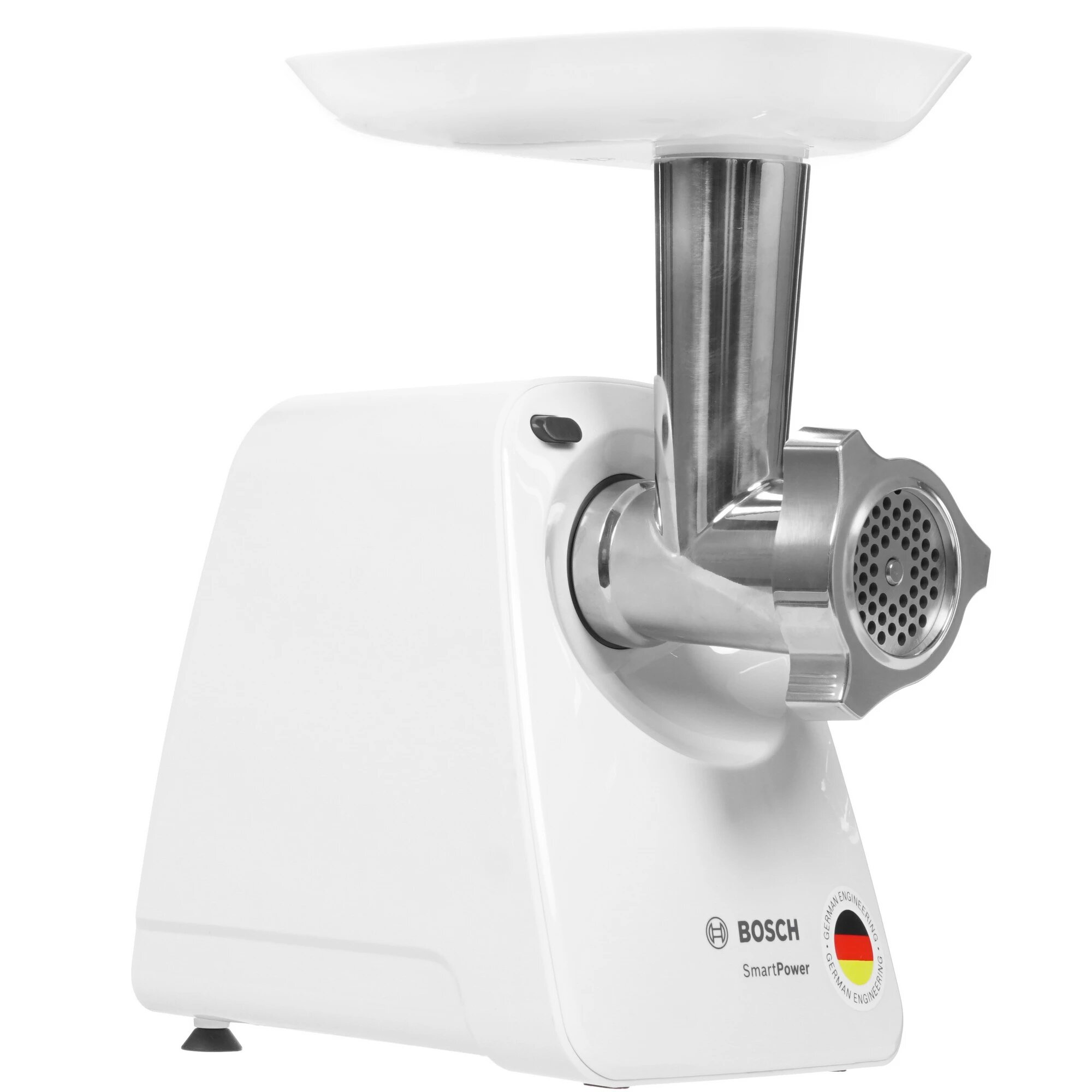 Мясорубка Bosch MFW2520W, прорезиненные ножки, 2 перфорированных диска