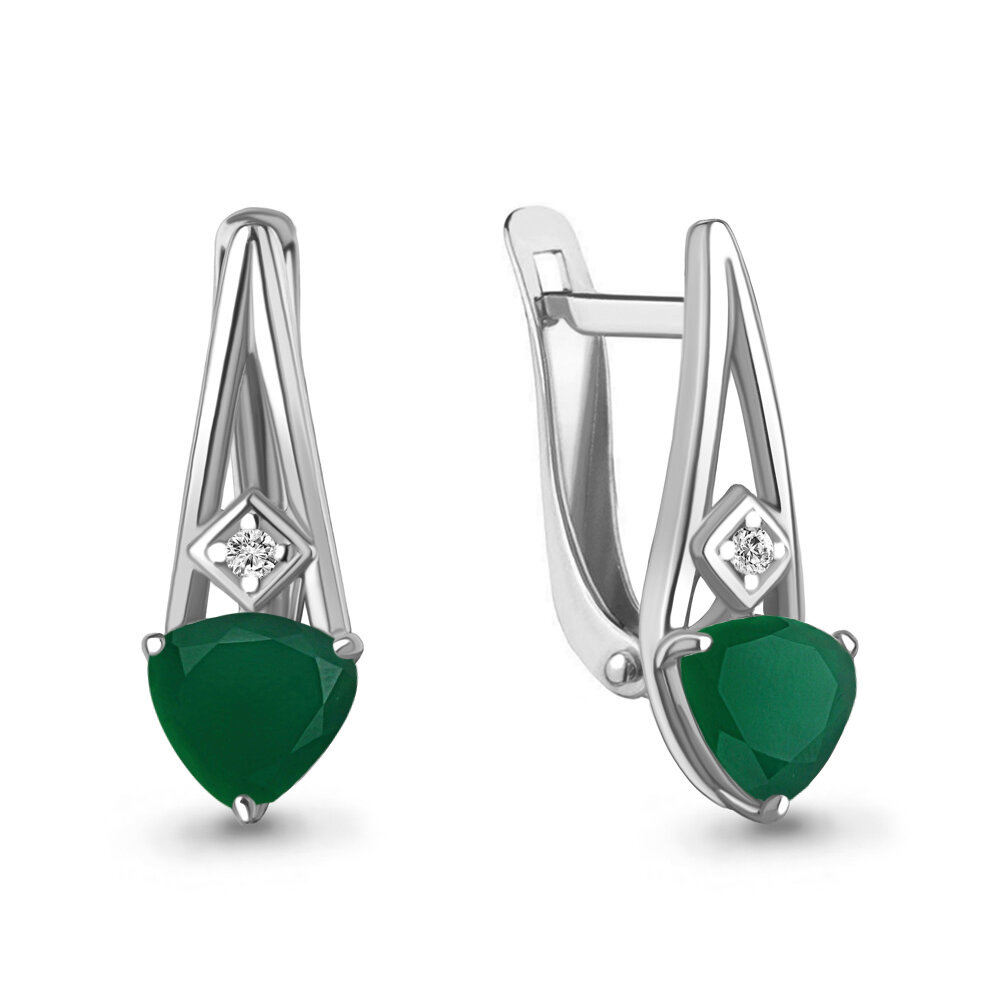 Серьги, серебро, 925 проба, родирование, фианит, агат