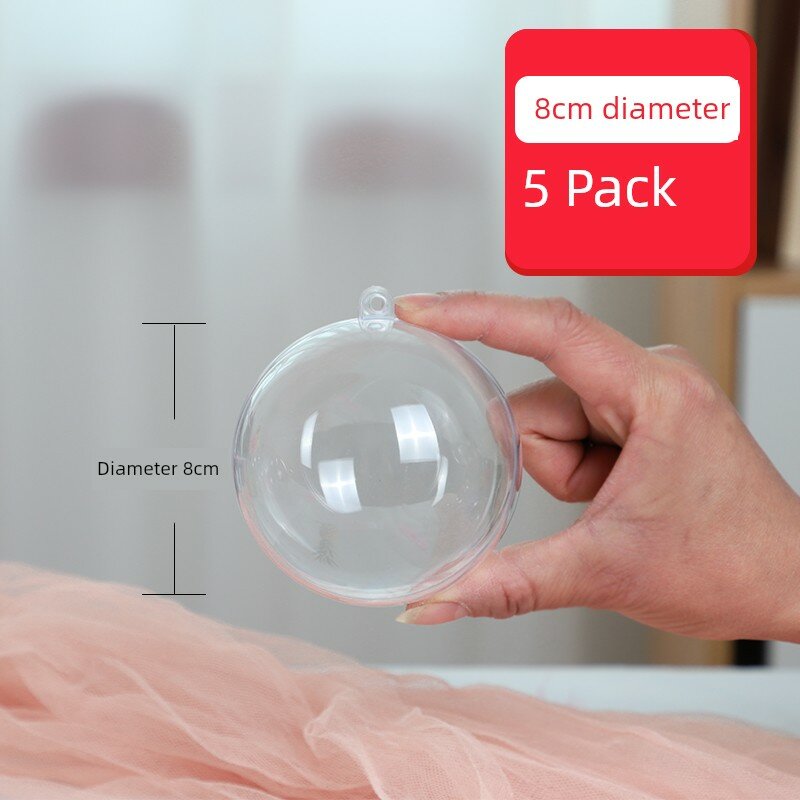 Прозрачный акриловый полый шар, 8 см диаметр, 5 штук для декоративных экспозиций