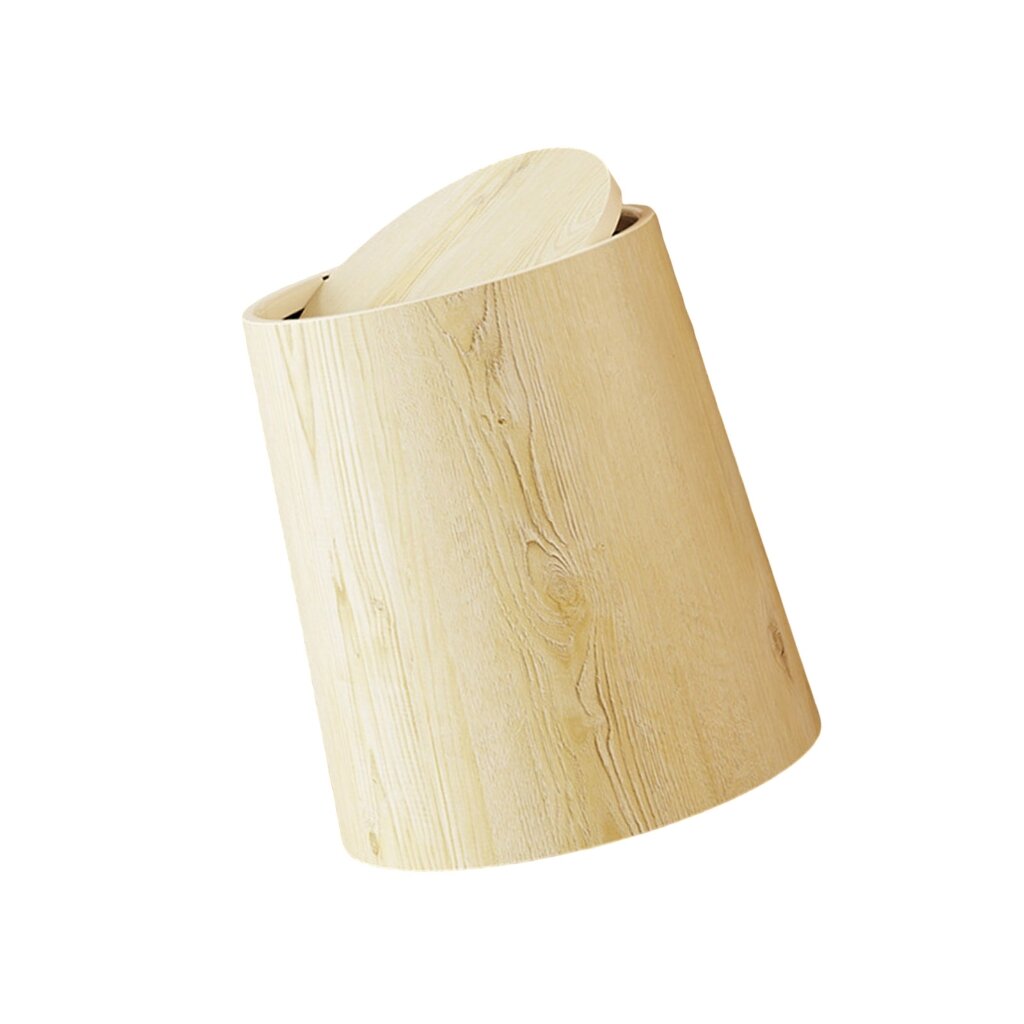 Мусорное ведро цвета бревна с имитацией древесины в стиле ретро с крышкой-средний