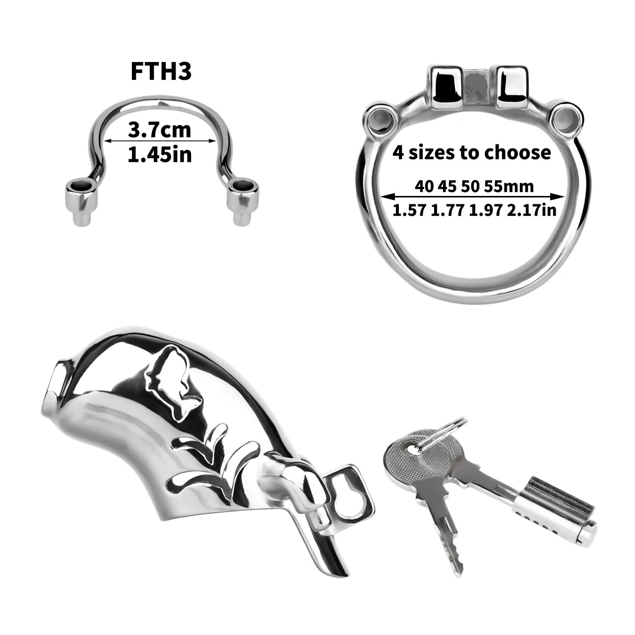 FRRK Curve Мужская клетка целомудрия с кольцом против падения Секс-игрушки Клетка для 45mm-FTH3