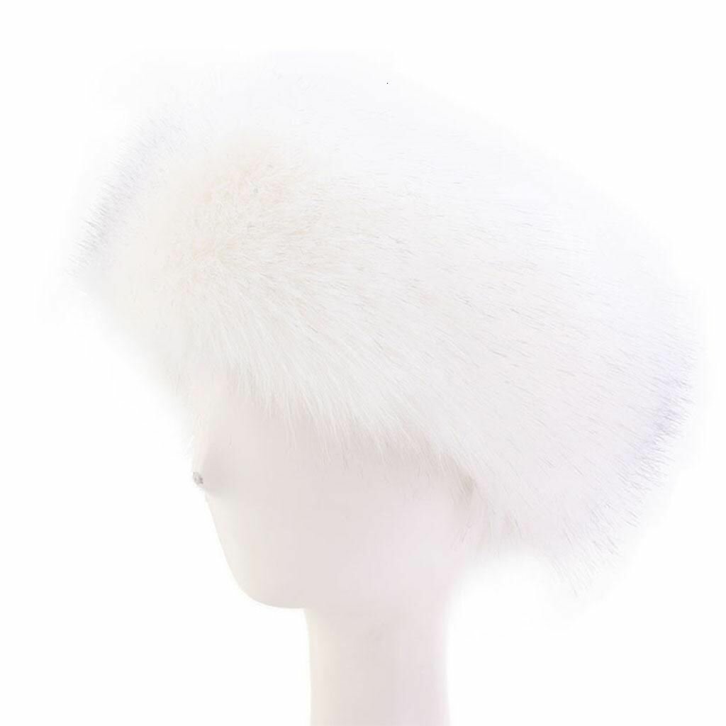 Теплая повязка на голову из европейского и американского искусственного меха лисы-белый