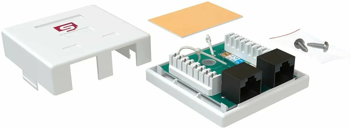 Розетка Sysmatrix SB 25EU. WH комп. RJ45 2 кат.5E UTP бел
