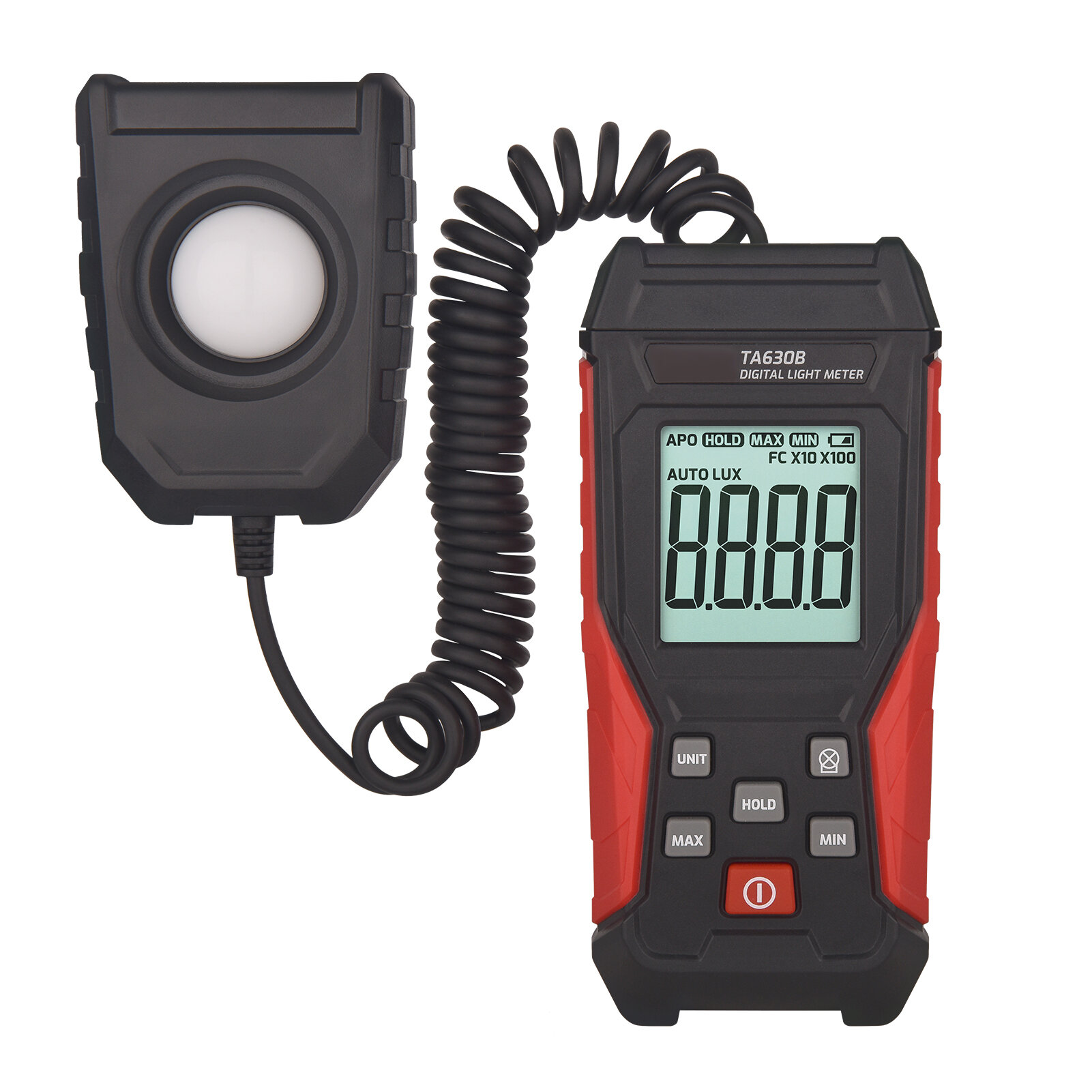 TASI Digital Light Meter Olluminance Lux Meter с функцией записи ЖК -дисплей 0 ~ 200 000 измерений Диапазон измерения Гибкий датчик Тестер световой