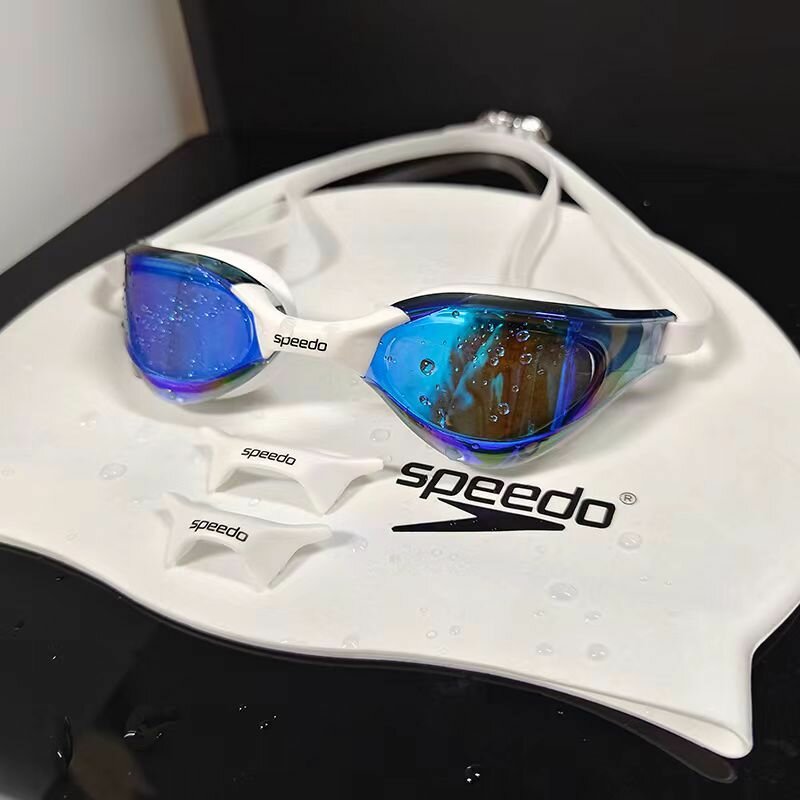 Speedo HD гальванические водонепроницаемые и противотуманные очки для плавания + шапочка для плавания