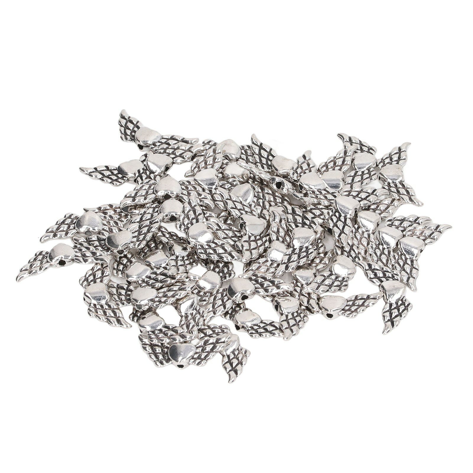 Бусины-разделители для крыльев из цинкового сплава, 50 шт, 0,9 дюйма, универсальные в стиле сердца, бусины в виде крыльев ангела для ювелирных изделий своими руками