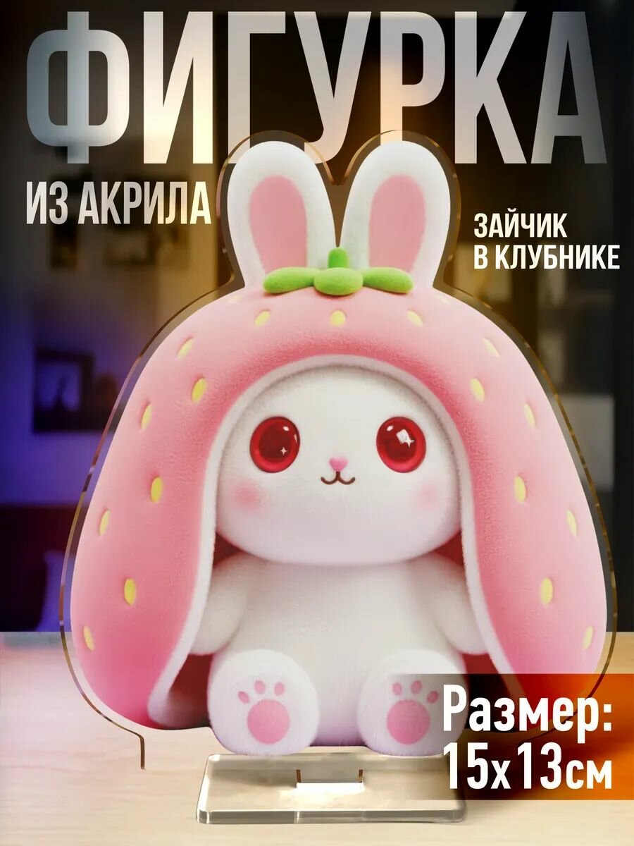 Фигурка акриловая Зайчик в клубнике