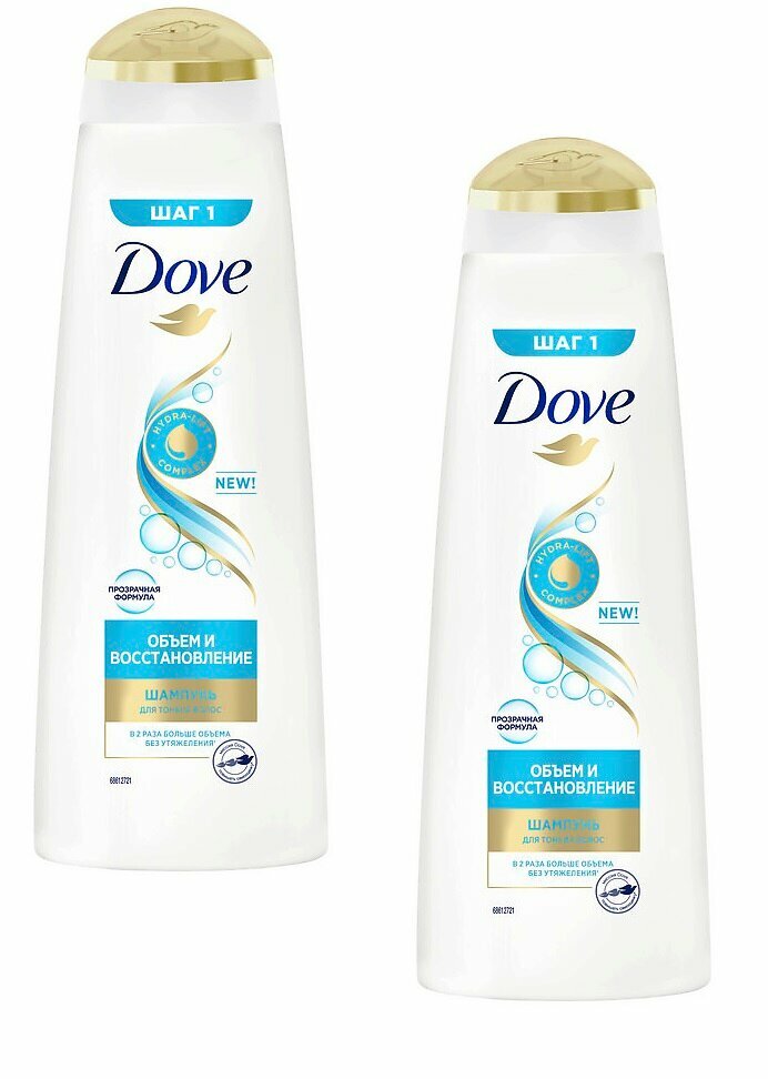 Шампунь Дав для волос Восстановление и Объём, 250 мл 2шт