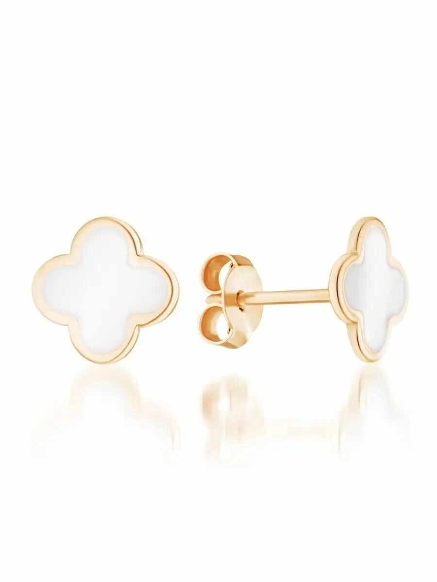 Серьги пусеты, серебро, 925 проба, золочение, эмаль