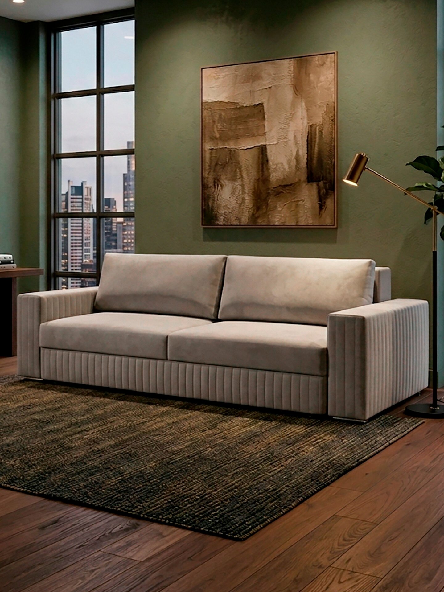 Диван Тусон Лайт Velutto 16 GF 232x105x90 см, серый Велютто, еврокнижка GOODFORM