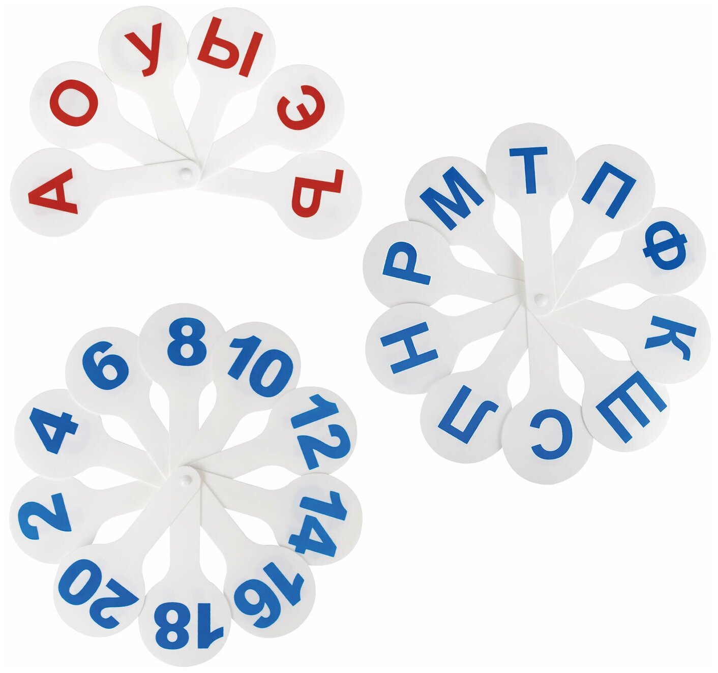 Веер-касса (гласные, согласные и цифры) юнландия, набор 3 шт, европодвес, 270432