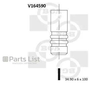 Клапан двигателя впускной [34.9x6x100] BMW 1 (E81), 3 (E46, E90) 1.6 02-11 Bga арт. V164590