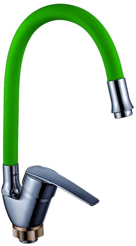 Смеситель для кухни с гибким изливом Potato (Потато) P58278-11 хром/зеленый