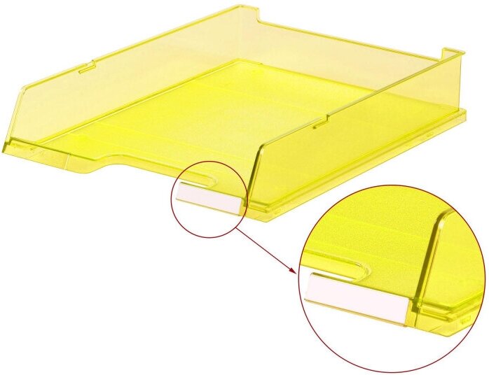 Лоток для бумаг Han горизонтальный с индексным окном прозрачный желтый 1258986