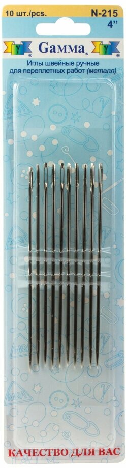 Иглы для прошивки документов (игла цыганская), комплект 10 шт, размер 10 см, блистер, N-215, 603554